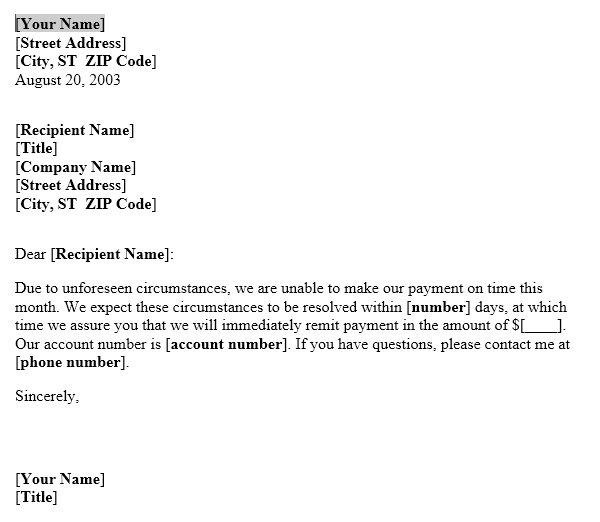 Notice about the late payment letter template